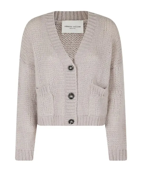 ROBERTO COLLINA Button-down Chunky Knit Cardigan - Light Beige