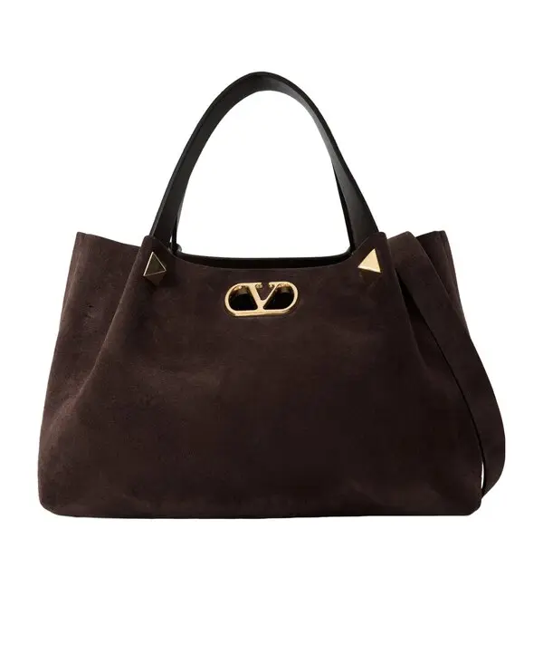 Valentino Garavani Suede Leather Tote Bag - Black