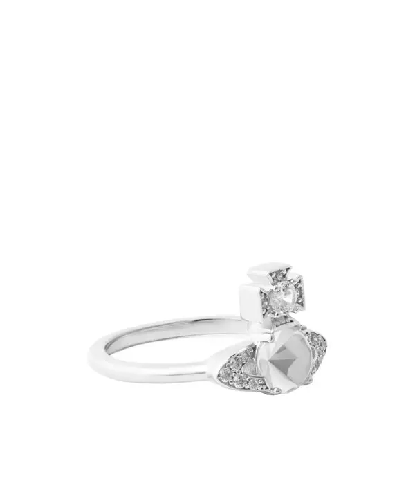 VIVIENNE WESTWOOD Sterling Silver Orb Ring With Pave Crystal Detailing - No