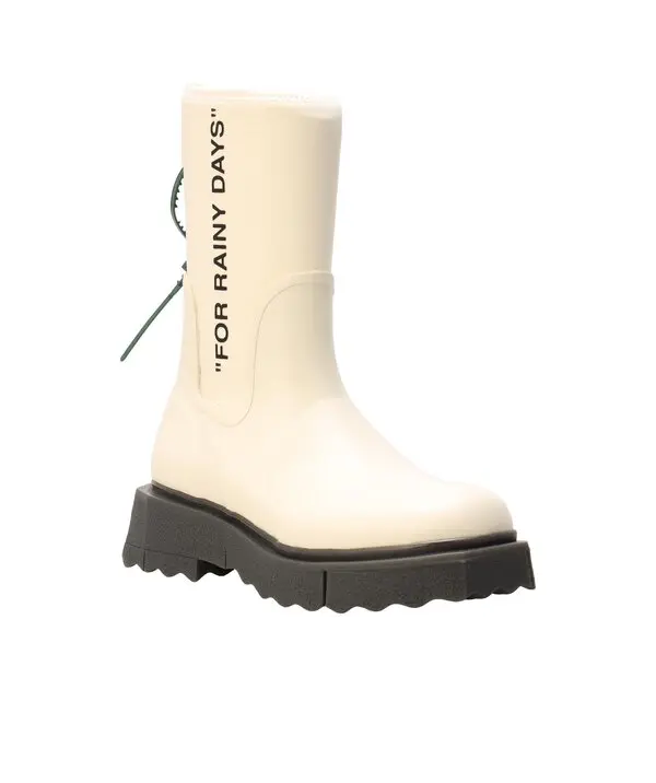 Off-White Letter Print Chunky Sole Rain Boots - No