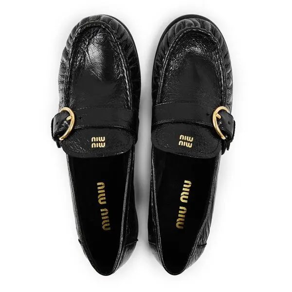 Miu Miu Crinkled Leather Loafers