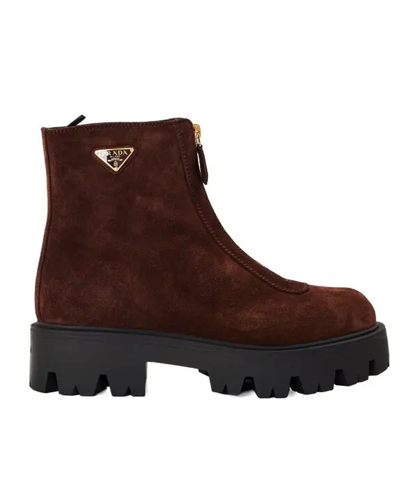 Prada Blockheel Ankle Boot - Brown