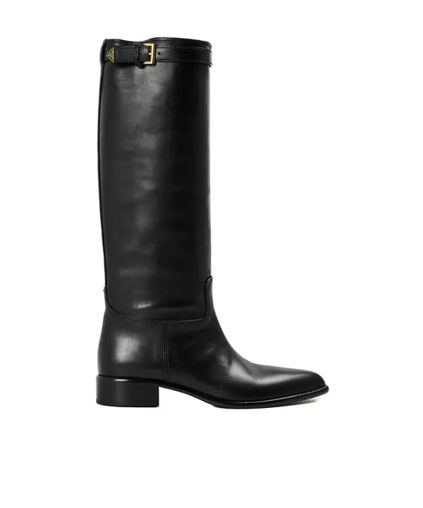 Prada Kneehigh Leather Boot - Black