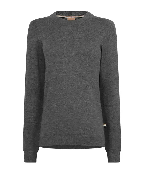 Hugo Boss Minimal Crewneck Longsleeve Knit Top - Grey