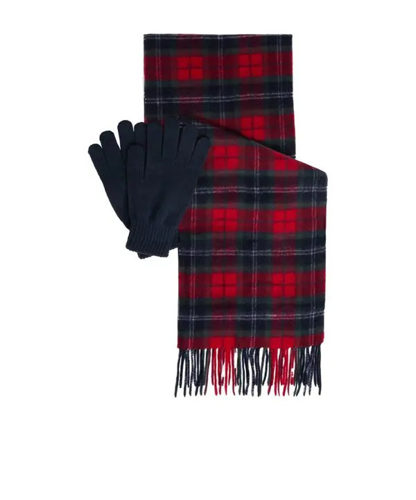 Barbour Plaid Scarf And Glove Set