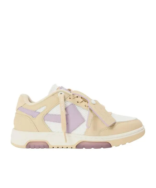 Off-White Mixed Material Lace-up Low Top Sneakers - No