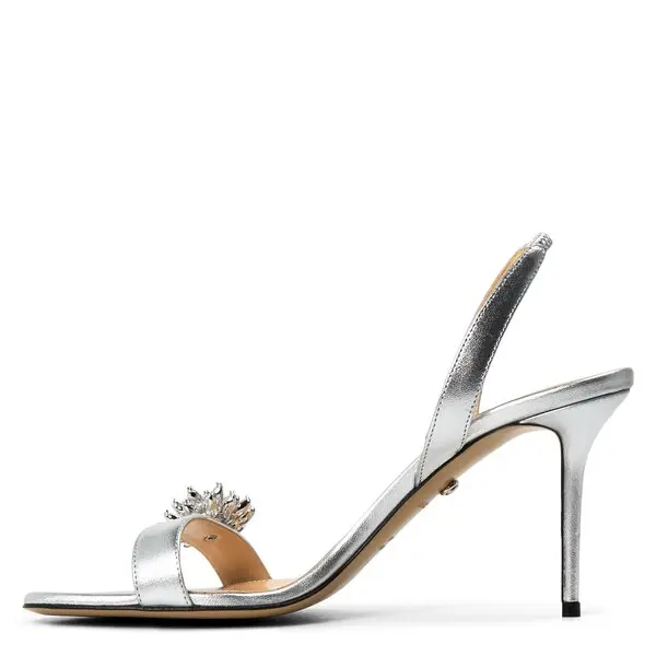 MACHMACH Mach & Mach Open-toe Stiletto Slingback Sandal With Crystal Flower Ornament