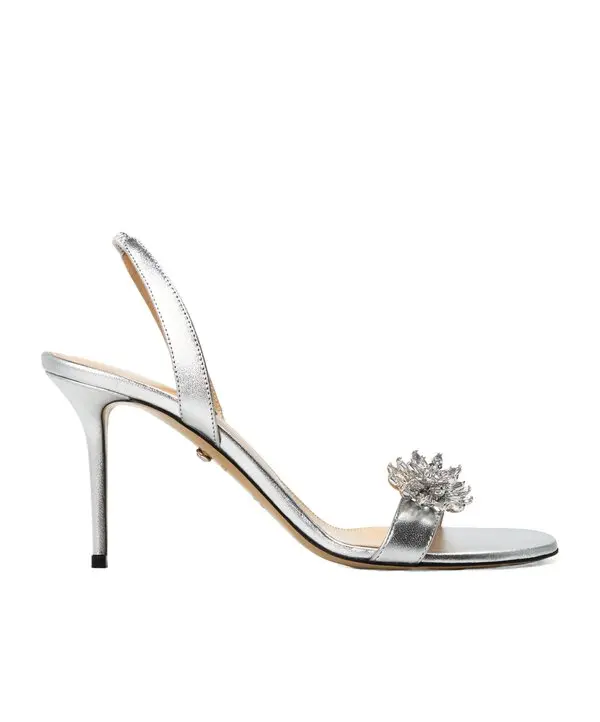 MACHMACH Mach & Mach Open-toe Stiletto Slingback Sandal With Crystal Flower Ornament