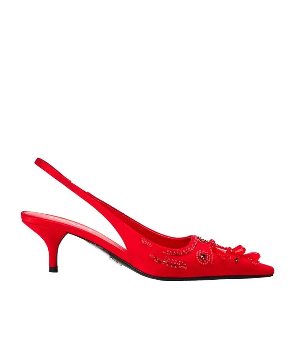 Prada Slingback Kittenheel Pump - Red