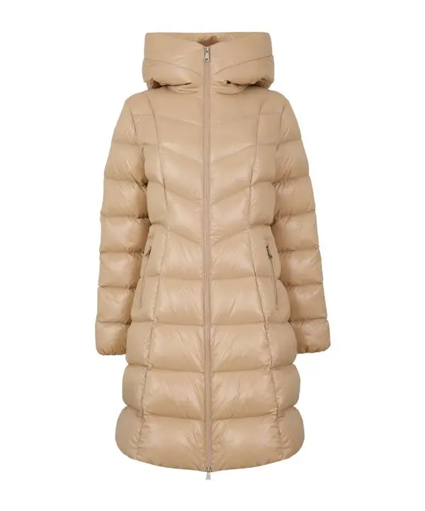 Moncler Long Quilted Puffer Coat - Nude
