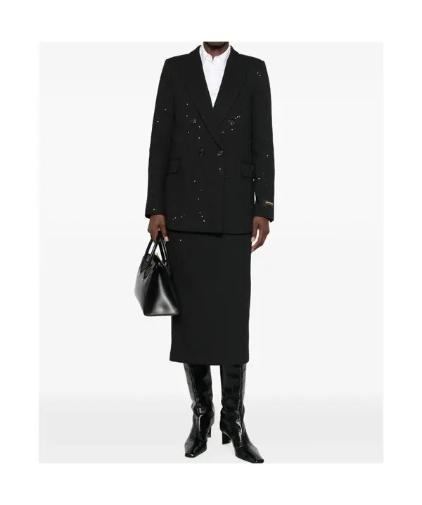 ERMANNO FIRENZE Crystal-embellished Pinstriped Skirt