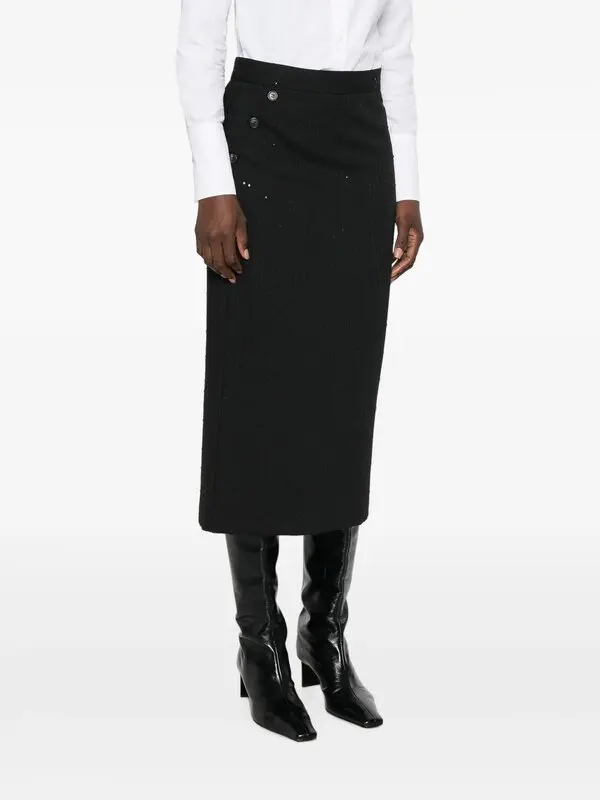 ERMANNO FIRENZE Crystal-embellished Pinstriped Skirt