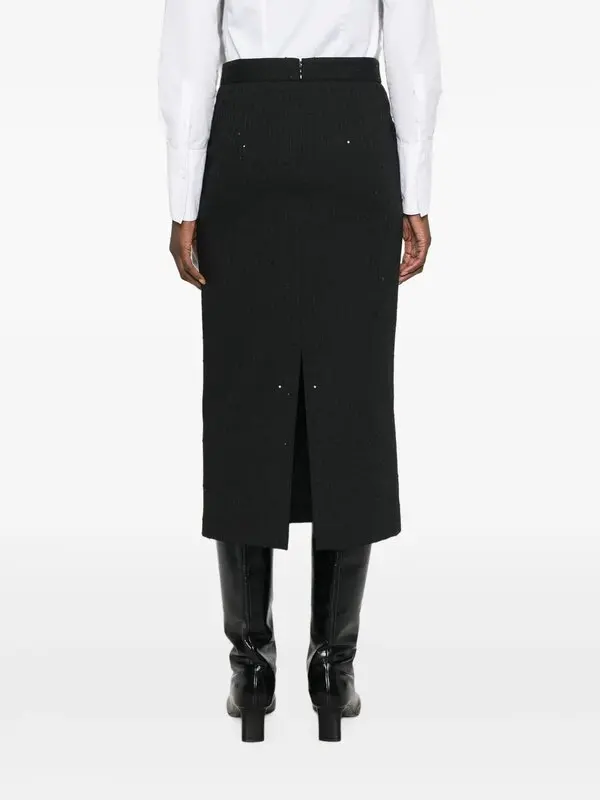 ERMANNO FIRENZE Crystal-embellished Pinstriped Skirt
