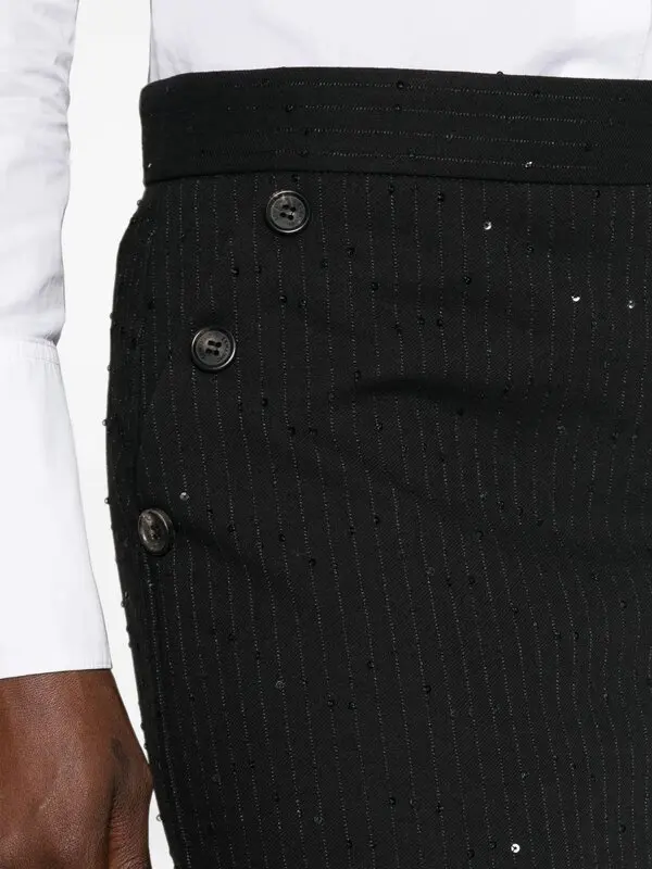 ERMANNO FIRENZE Crystal-embellished Pinstriped Skirt