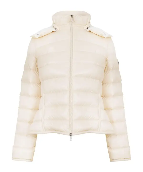 Moncler Cream Short Fitted Puffer Jacket - White