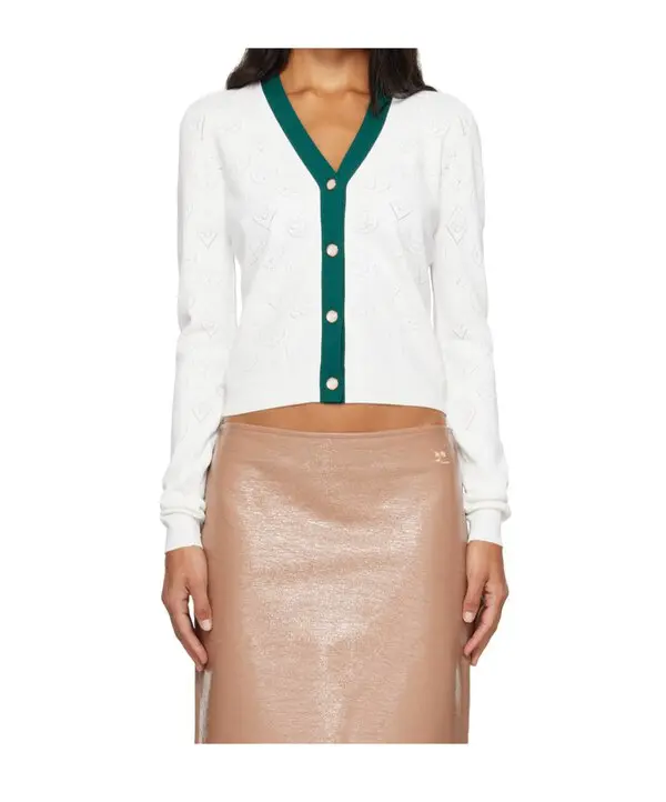 Casablanca Knitted Mesh Cardigan - White