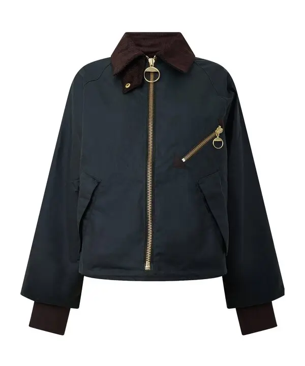 Barbour Arlene Cotton Long Sleeve Full Zip Wax Jacket - Black