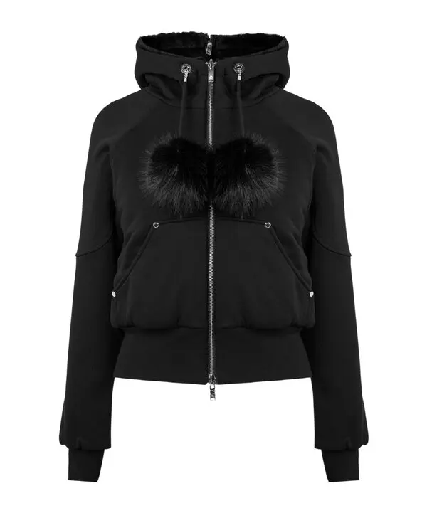 Moose Knuckles Cropped Zipup Hoodie - Black