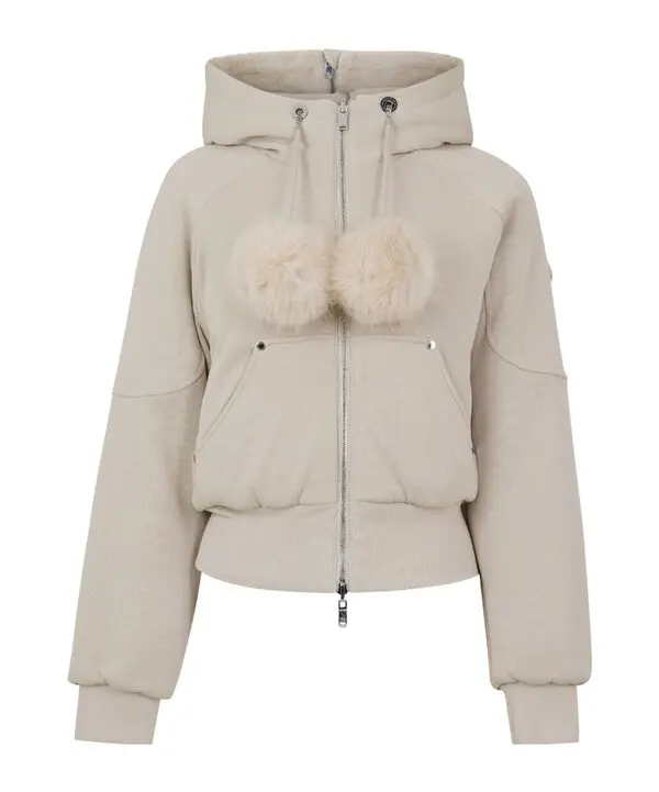 Moose Knuckles Cropped Hooded Jacket With Pompom Accents