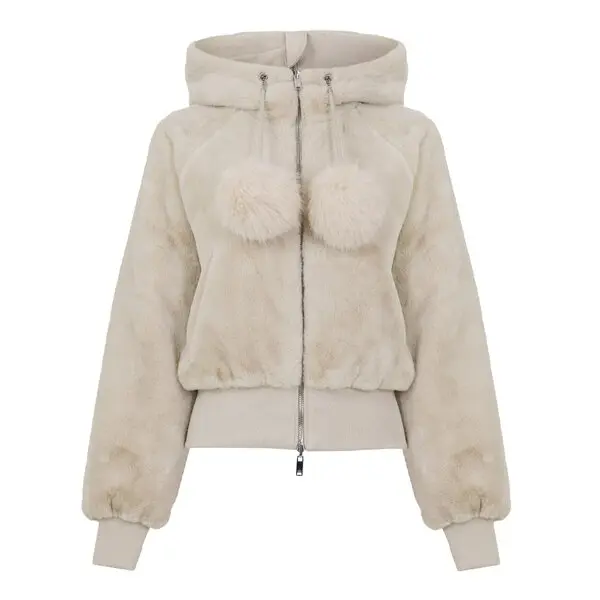 Moose Knuckles Cropped Hooded Jacket With Pompom Accents