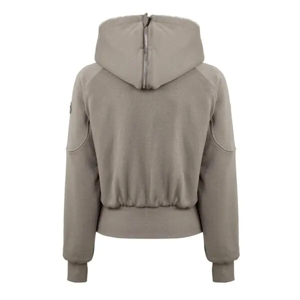 Moose Knuckles Taupe Cropped Zipup Hoodie