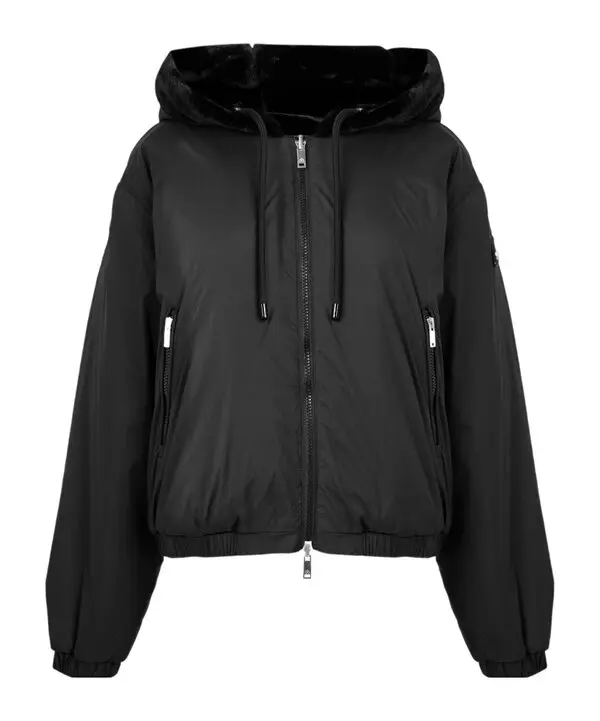 Moose Knuckles Hooded Bomber Jacket - Black