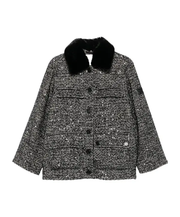 ERMANNO FIRENZE Sequin-embellished Herringbone Jacket