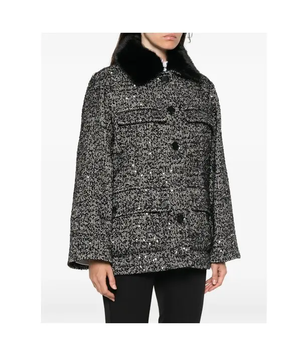 ERMANNO FIRENZE Sequin-embellished Herringbone Jacket