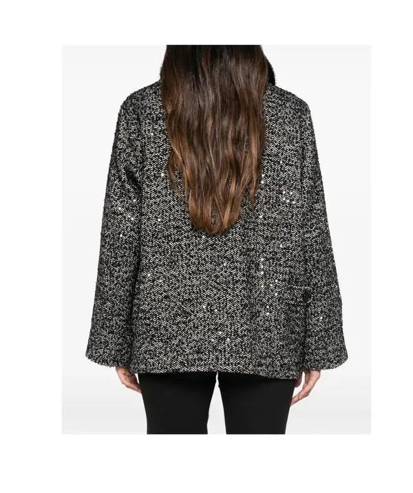 ERMANNO FIRENZE Sequin-embellished Herringbone Jacket