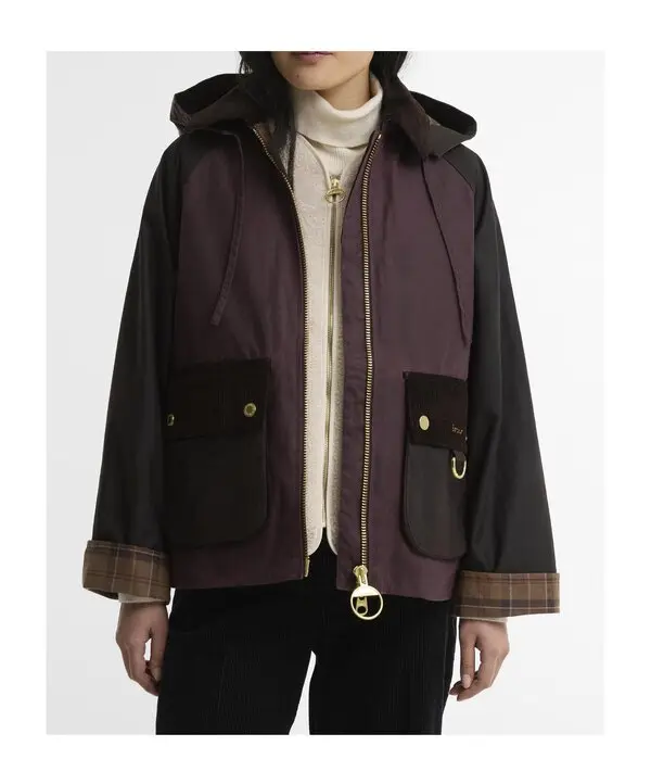 Barbour Twotoned Cropped Hooded Jacket