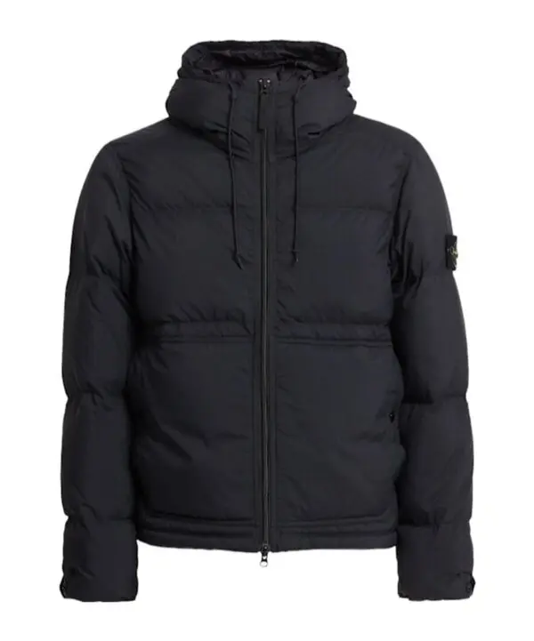 Stone Island Hooded Drawstring Down Jacket - Black