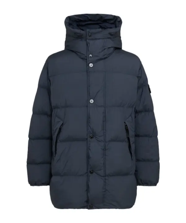 Stone Island Hooded Long Down Jacket - Black