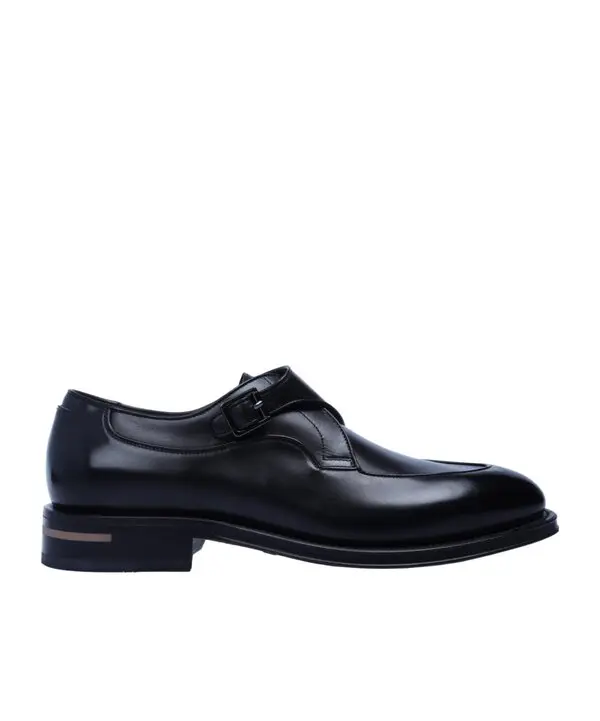 Hugo Boss Polished Leather Monk Shoe - Black