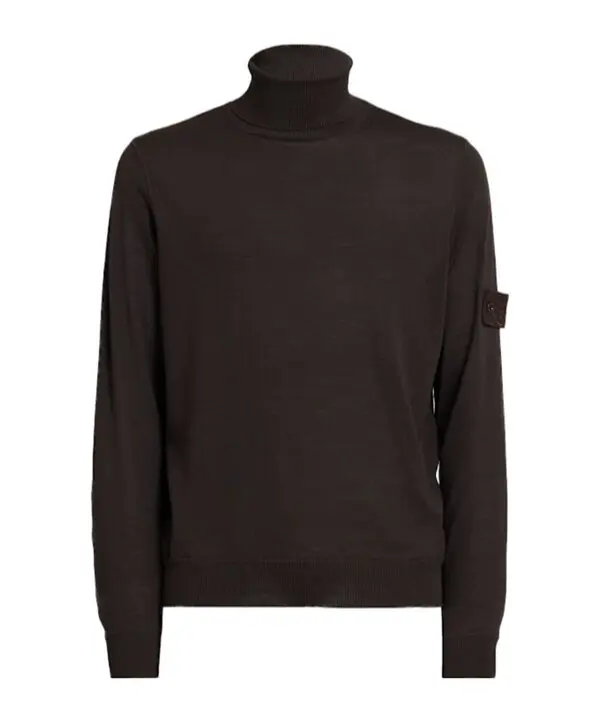 Stone Island Turtleneck Longsleeve Knit Sweater - Black