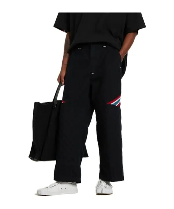 Incotex High Waist Quilted Detail Wide Leg Trousers