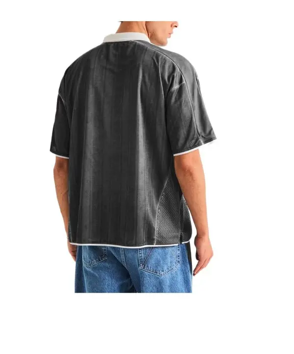 REPRESENT Collared Short Sleeve Jersey With Vintage Washed Fabric And Graphic Print