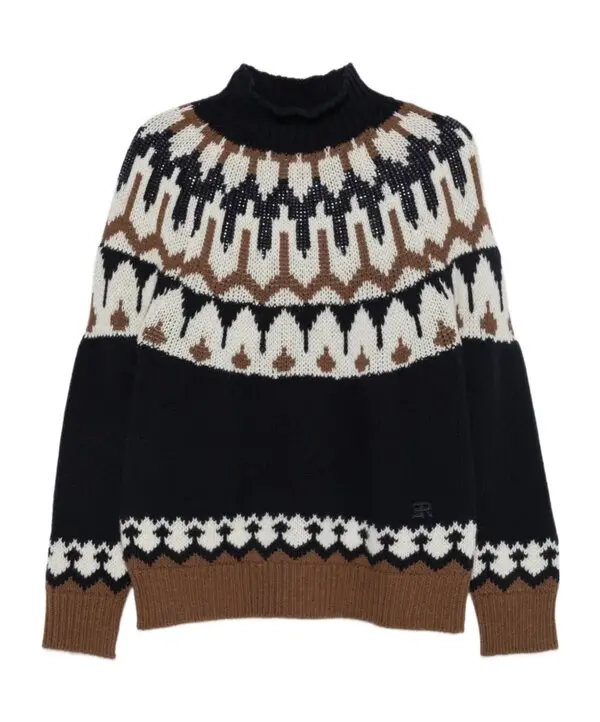 ERMANNO FIRENZE Fair Isle Turtleneck Knitted Sweater - Multi-color