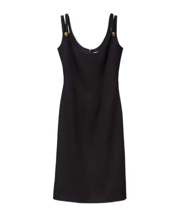 Versace Wool Grain-de-poudre Midi Dress - Black
