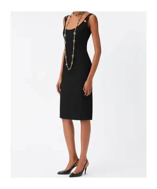 Versace Wool Grain-de-poudre Midi Dress