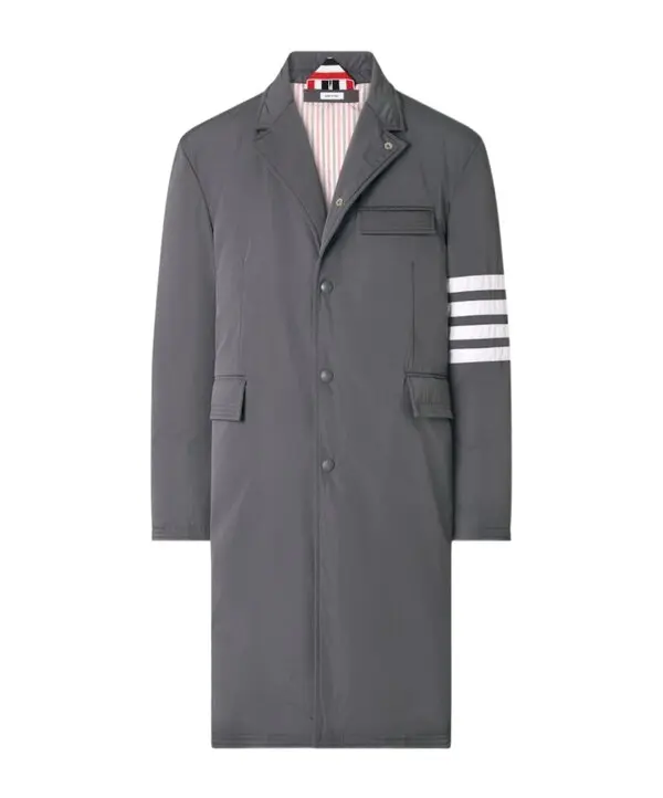 Thom Browne 4-bar Down-filled Overcoat - Grey