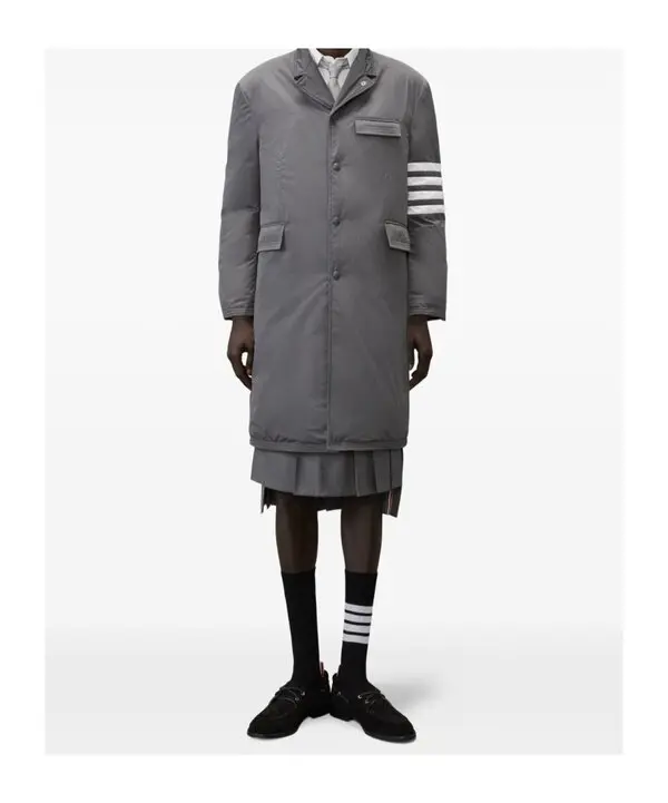 Thom Browne 4-bar Down-filled Overcoat - Grey