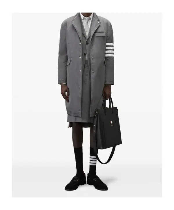 Thom Browne 4-bar Down-filled Overcoat - Grey