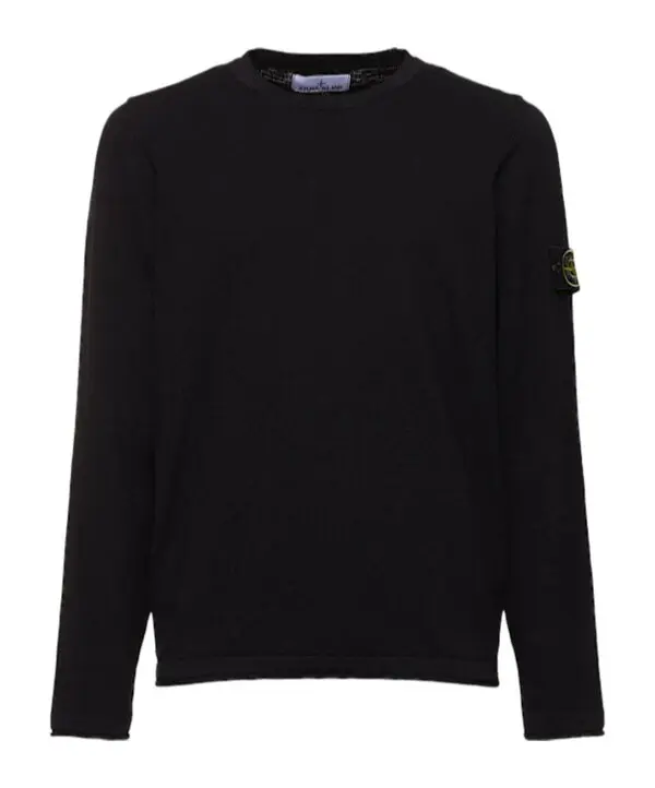 Stone Island Crewneck Longsleeve Knit Sweater - Black