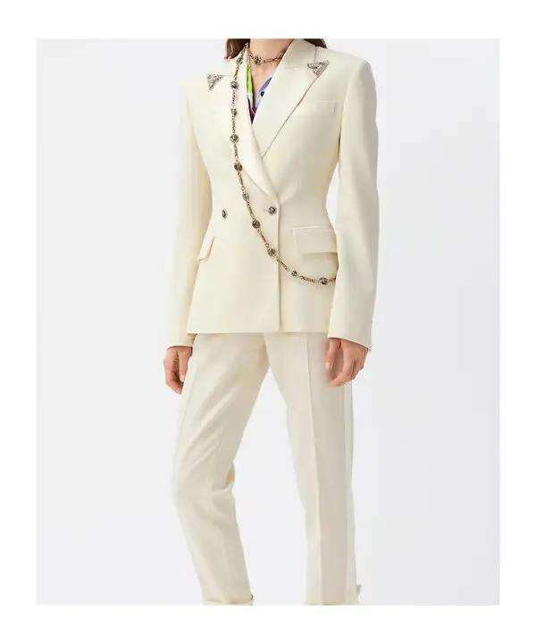 Versace Embroidered-lapel Stretch Wool Blazer