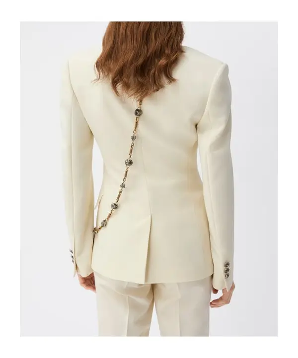Versace Embroidered-lapel Stretch Wool Blazer