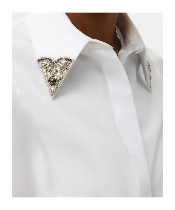 Versace Embroidered-collar Cotton Poplin Shirt