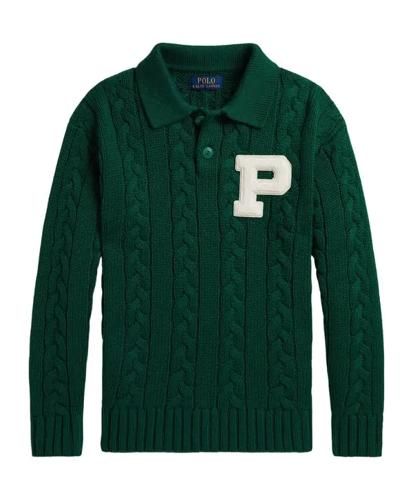 Polo Ralph Lauren Cable Knit Letterman Polo - Green