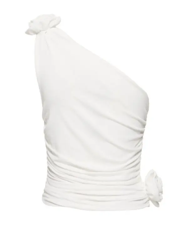 Magda Butrym Asymmetric Top With Draping - White