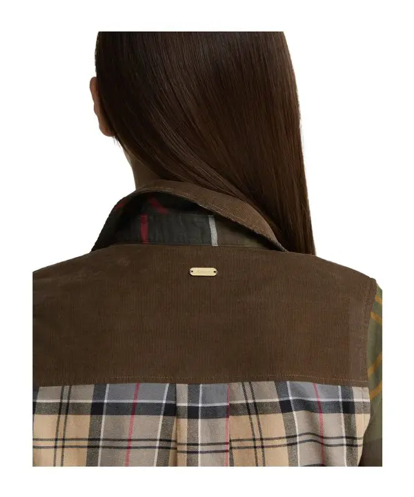 Barbour Patchwork Plaid Flannel Shirt With Corduroy Collar