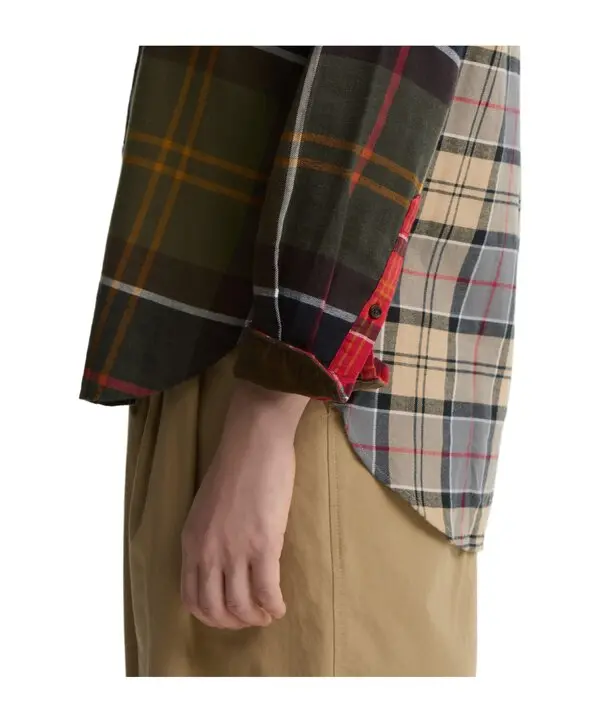 Barbour Patchwork Plaid Flannel Shirt With Corduroy Collar
